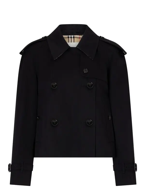 Burberry Double-breasted Cotton-gabardine Jacket - Black