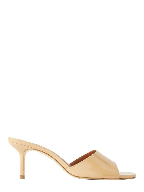 Staud Bea Patent-leather Mules - Neutrals