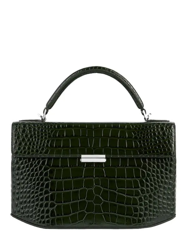TOTEME Clip Croco-embossed Top Handle Bag - Dark Green