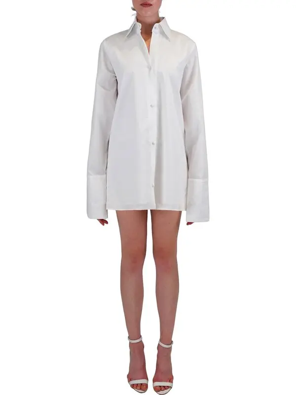 Azeeza Kareena Poplin Mini Shirt Dress - White