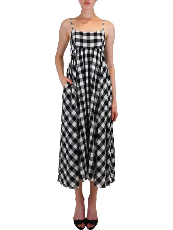 Azeeza Gingham Rachel Midi Dress - Black And White