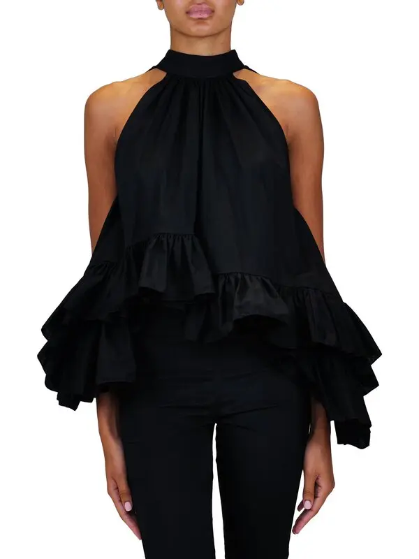 Azeeza Plath Poplin Top - Black