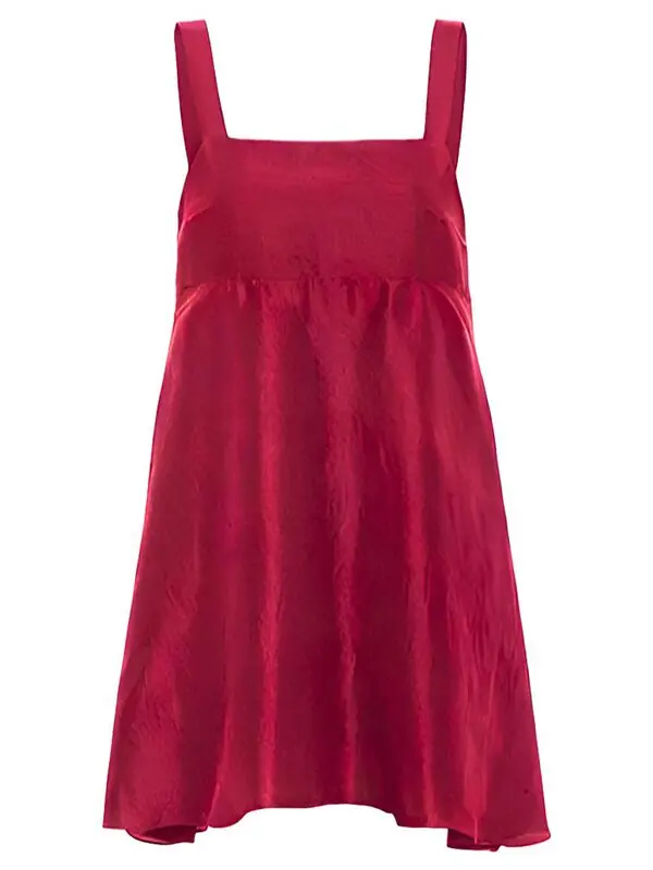 Azeeza Griffon Raw Silk Mini Dress - Ruby