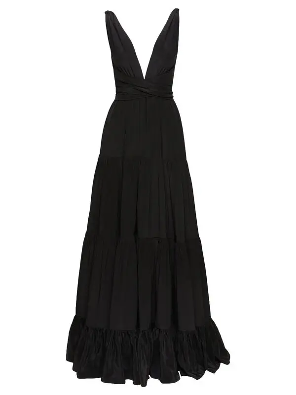Azeeza Callan Crêpe De Chine Gown - Black