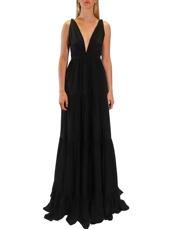 Azeeza Callan Crêpe De Chine Gown - Black