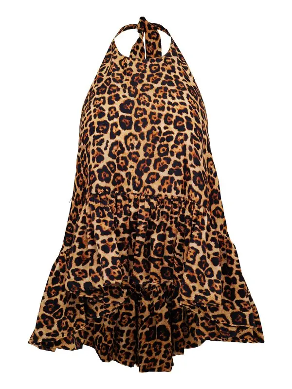 Azeeza Winston Raw Silk Top - Leopard
