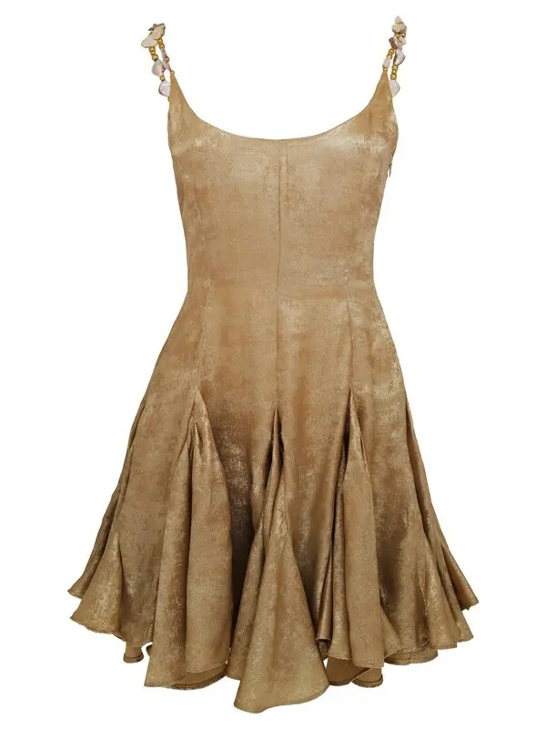 Azeeza Solenne Lamé Mini Dress - Gold