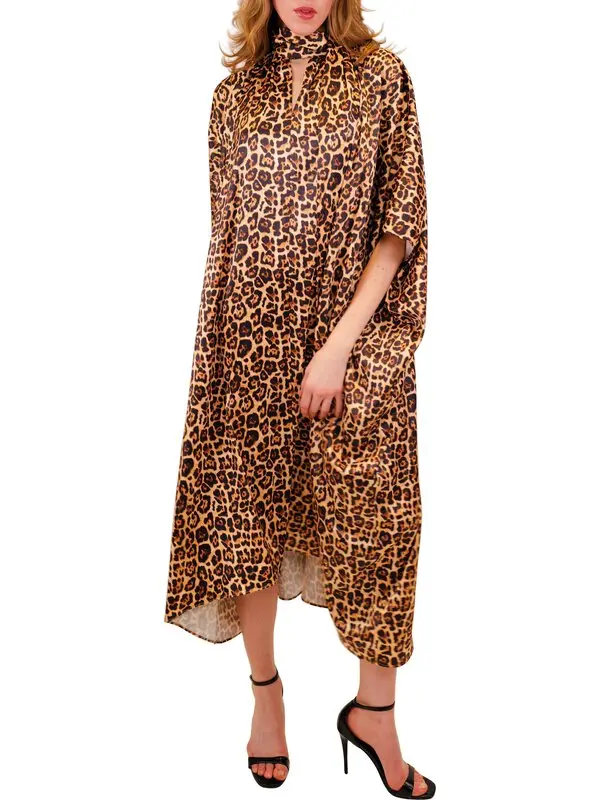 Azeeza Raini Satin Midi Dress - Leopard