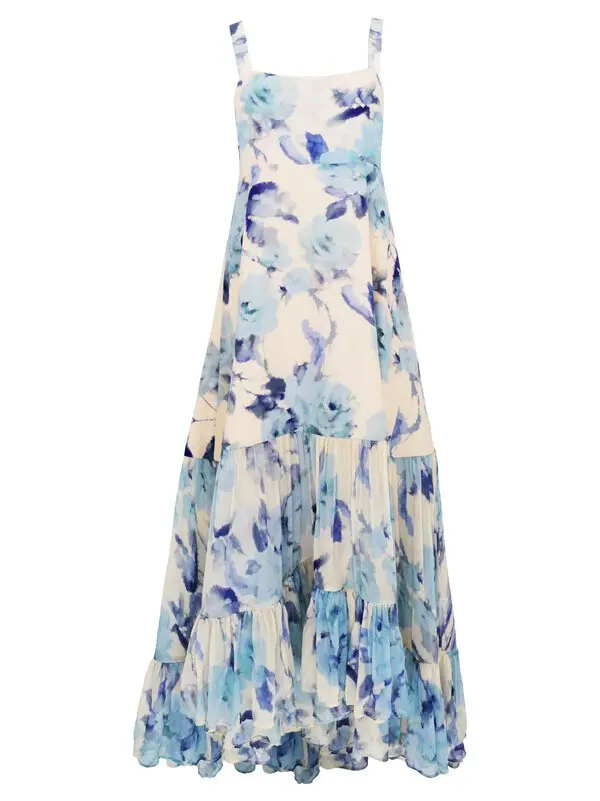 Azeeza Bellevue Cdc Chiffon Midi Dress - Blue Rose