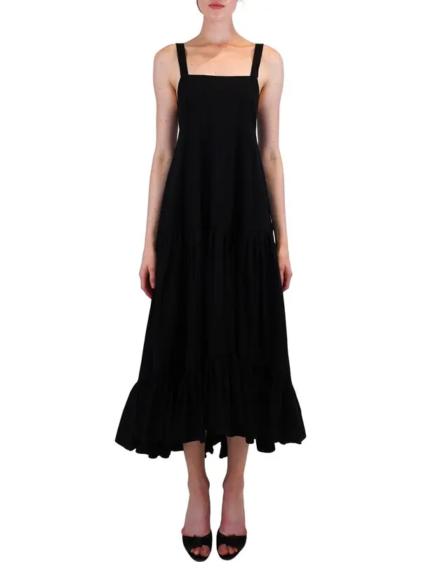 Azeeza Griffon Poplin Midi Dress - Black