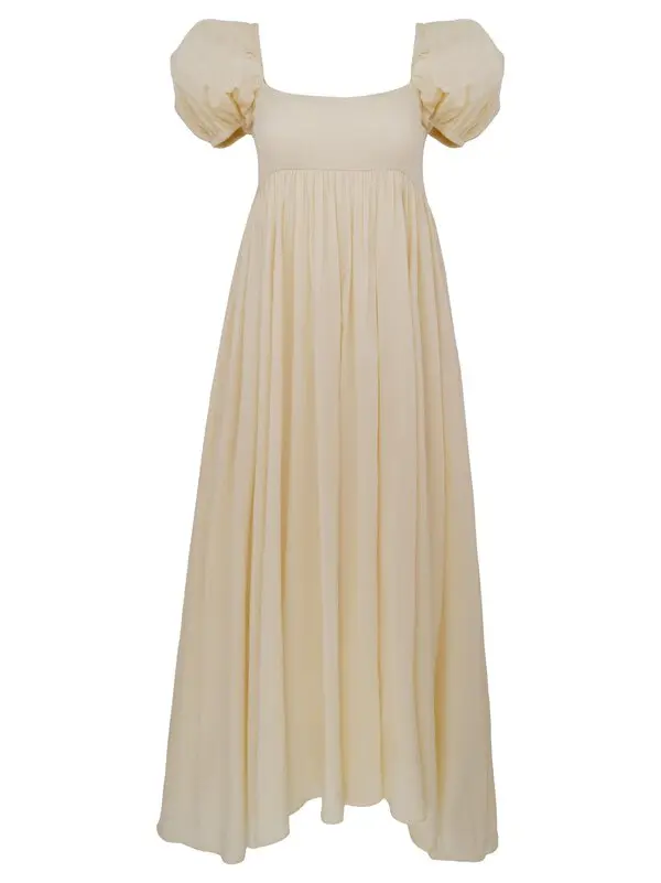 Azeeza Rory Cotton Voile Midi Dress - Beige