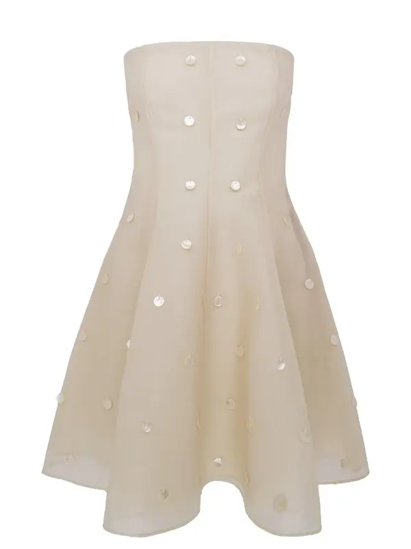 Azeeza Sable Organza Mini Dress - Pearl Embellished