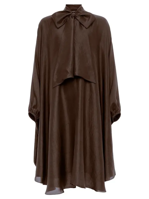 Azeeza Emlyn Raw Silk Midi Dress - Chocolate