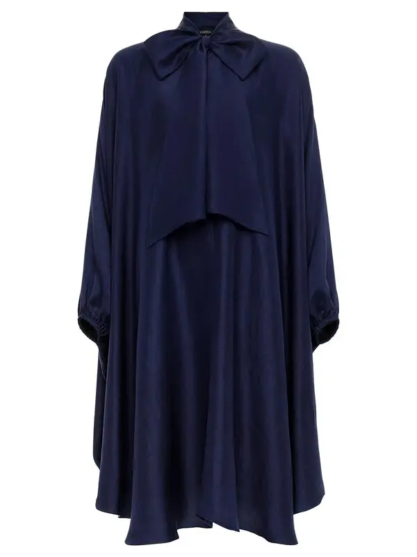 Azeeza Emlyn Raw Silk Midi Dress - Navy