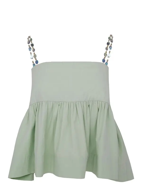 Azeeza Rayna Poplin Top With Embellished Straps - Cool Mint