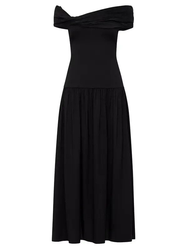 Azeeza Veda Satin Midi Dress - Black