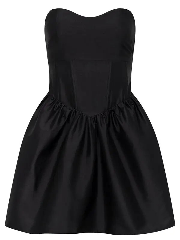 Azeeza Naina Taffeta Mini Dress - Black