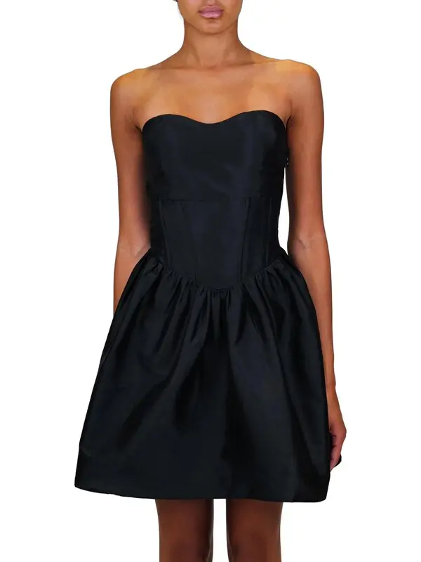 Azeeza Naina Taffeta Mini Dress - Black