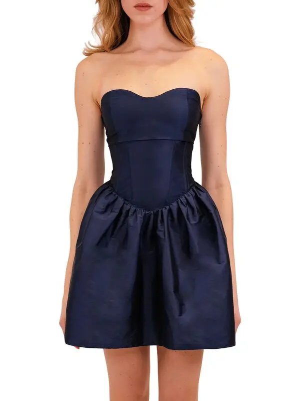 Azeeza Naina Taffeta Mini Dress - Navy