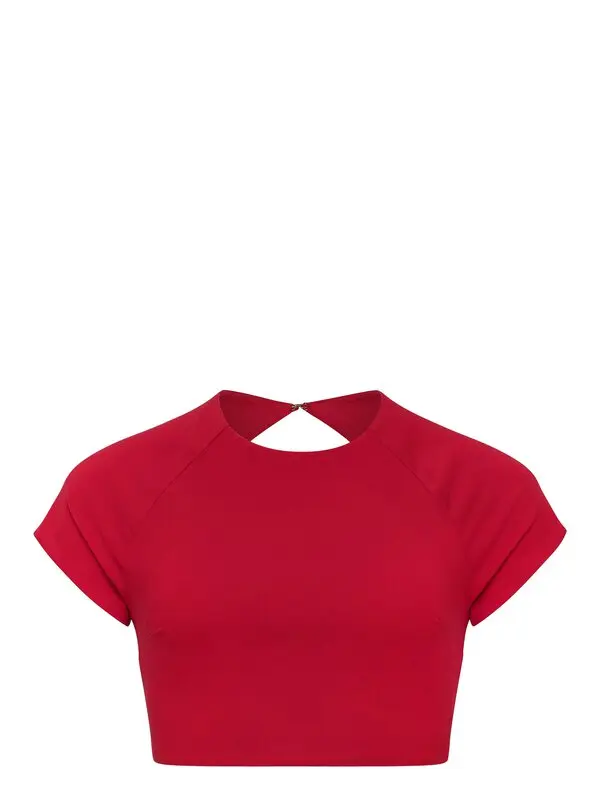 AZLEE Aura Jersey Satin Top - Garnet