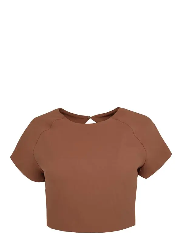 AZLEE Aura Jersey Satin Top - Mocha