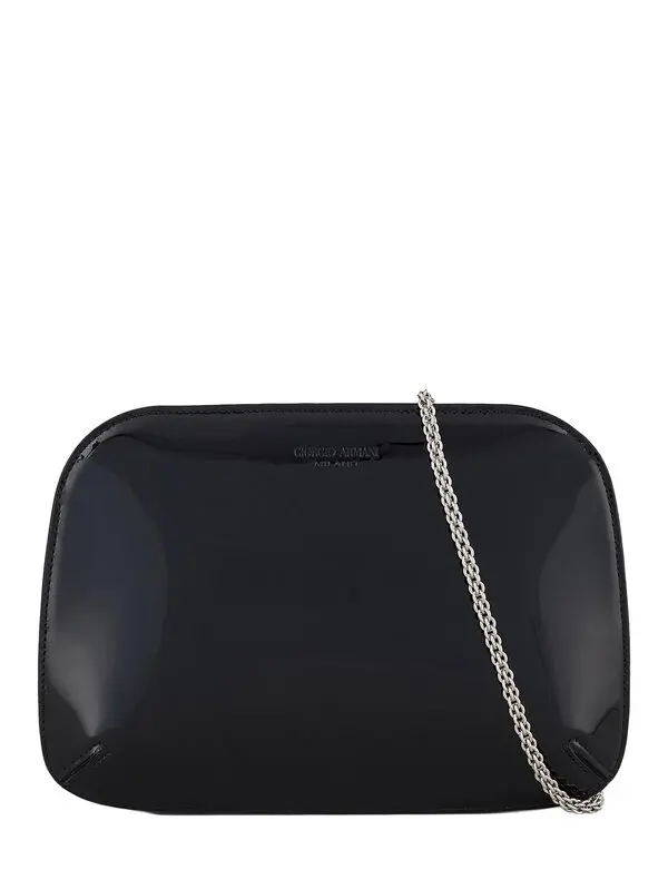 Giorgio Armani La Prima Patent Leather Clutch - Black