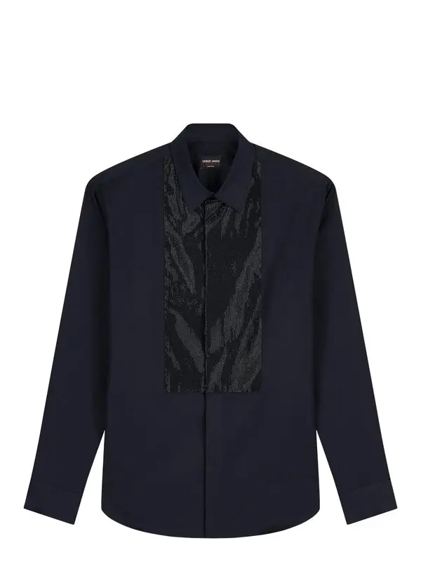 Giorgio Armani Giorgio’s Satin Shirt With A Rhinestone Detail - Black