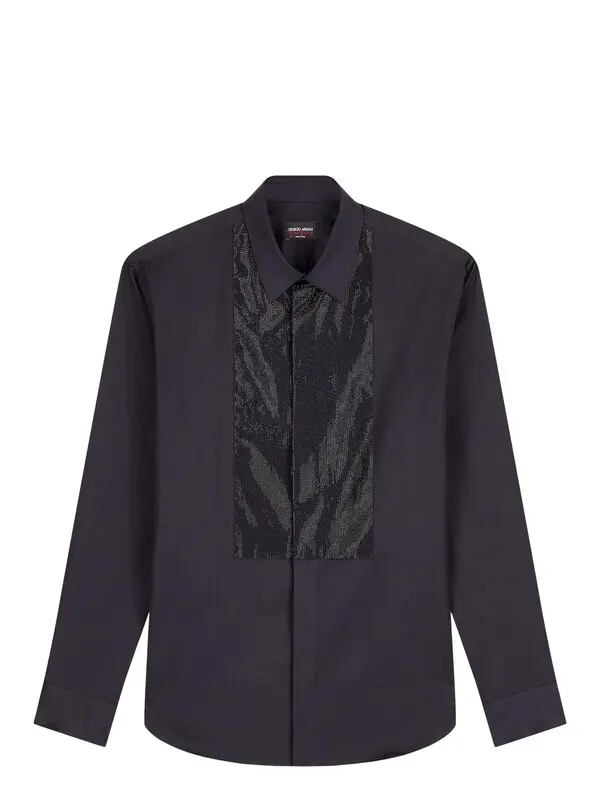 Giorgio Armani Giorgio’s Satin Shirt With A Rhinestone Detail - Black