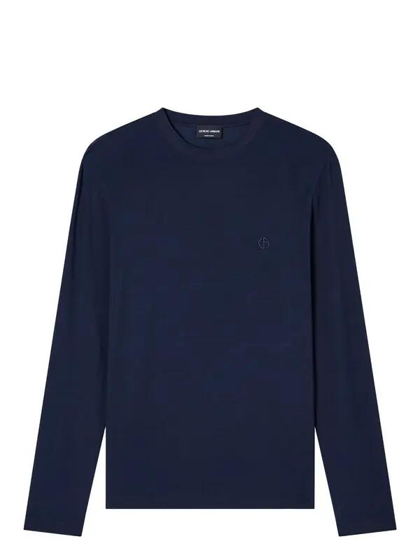 Giorgio Armani Stretch-modal Crew-neck T-shirt - Blue