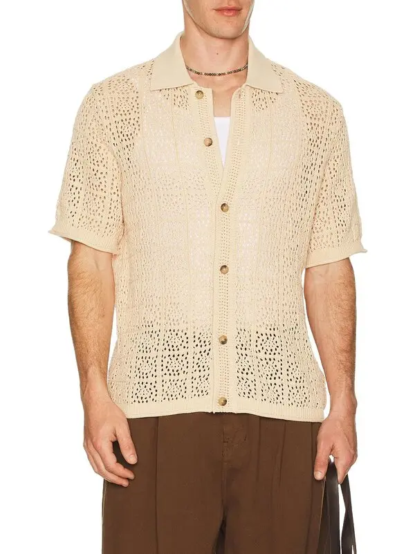 Simkhai Billy Short Sleeve Shirt - Beige