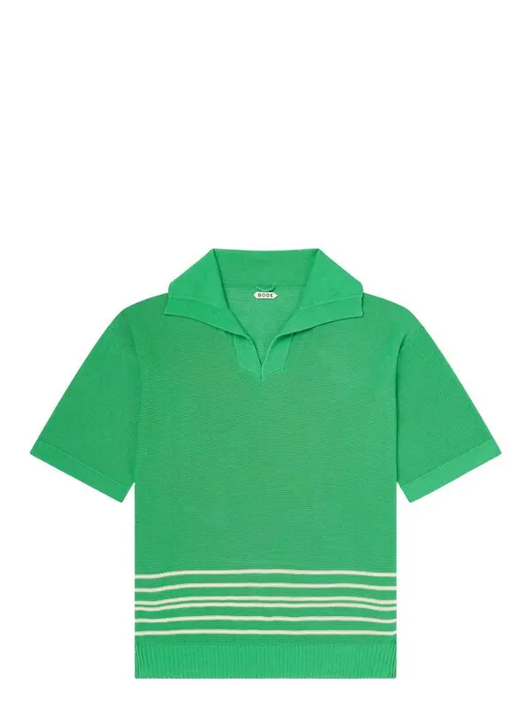 BODE Bentgrass Striped Cotton Polo Shirt - Green