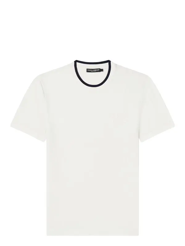 Dolce & Gabbana Logo-embroidered Piqué T-shirt - White