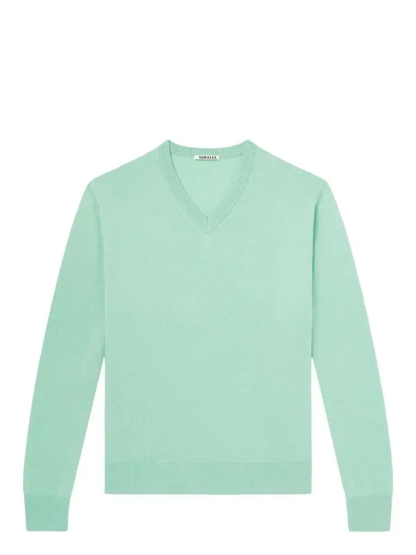 Auralee Cashmere And Silk-blend Sweater - Green