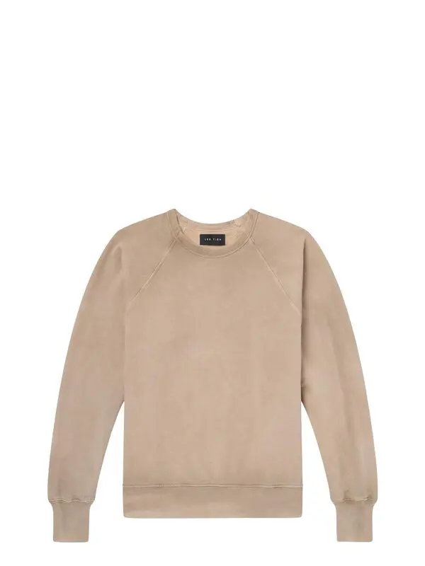 LES TIEN Garment-dyed Cotton-jersey Sweatshirt - Neutrals