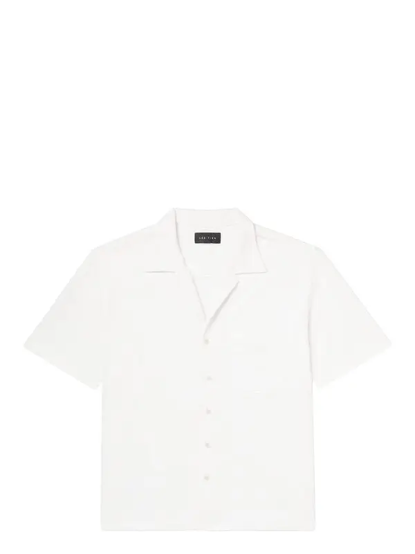 LES TIEN Camp-collar Garment-dyed Cotton-piqué Shirt - White