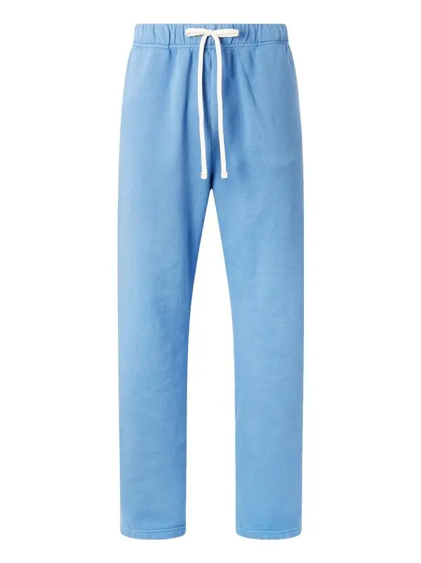 LES TIEN Straight-leg Garment-dyed Cotton-jersey Sweatpants - Blue