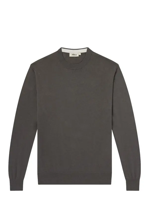 Altea Cotton And Cashmere-blend Crewneck Sweater - Gray