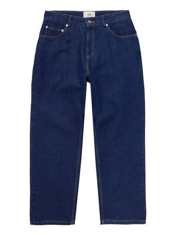 Folk Barrel-leg Jeans - Blue