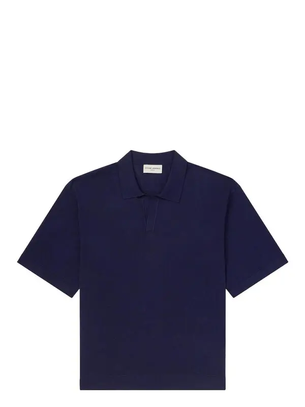 Officine Générale Pele Jacquard-knit Lyocell And Wool-blend Polo Shirt - Blue