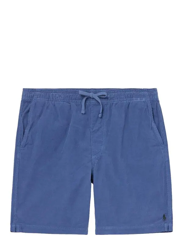 Polo Ralph Lauren Straight-leg Logo-embroidered Cotton-corduroy Drawstring Shorts - Blue