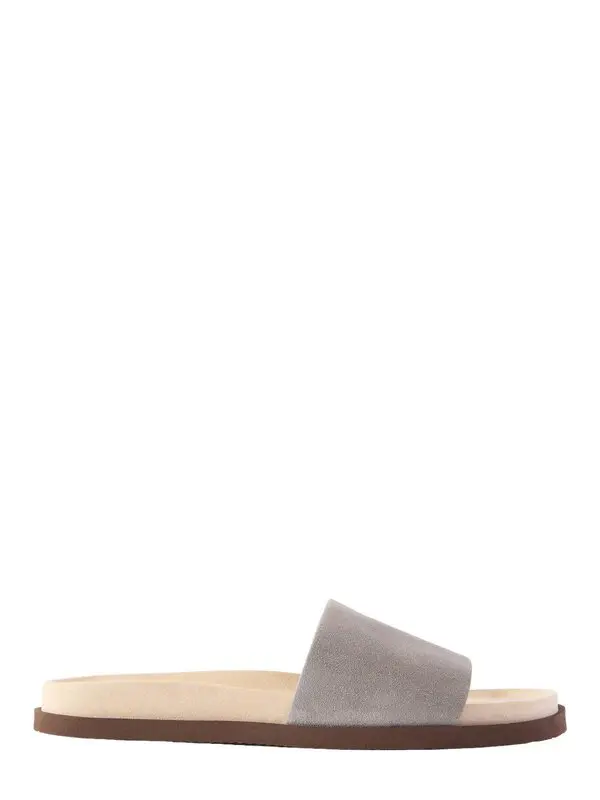 Brunello Cucinelli Suede Slides - Gray