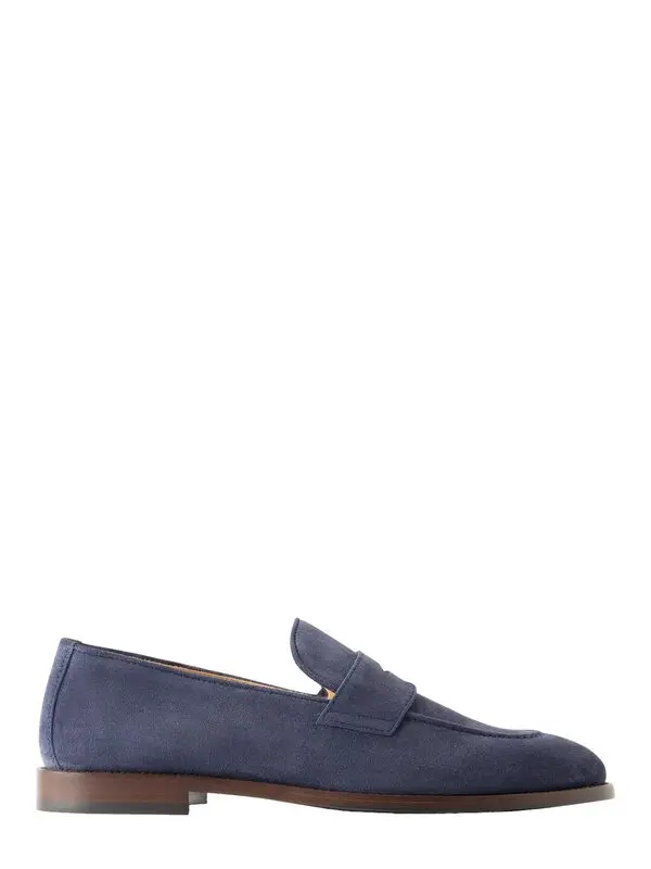 Brunello Cucinelli Flex Suede Penny Loafers - Blue