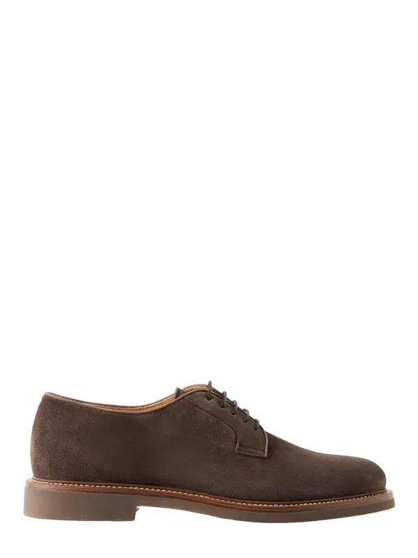 Brunello Cucinelli Suede Derby Shoes - Brown