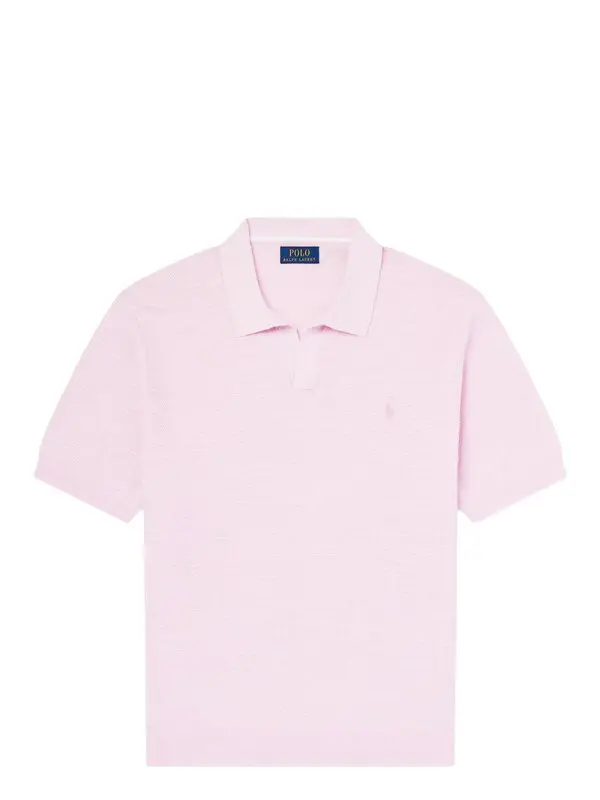 Polo Ralph Lauren Cotton And Linen-blend Piqué Polo Shirt - Pink