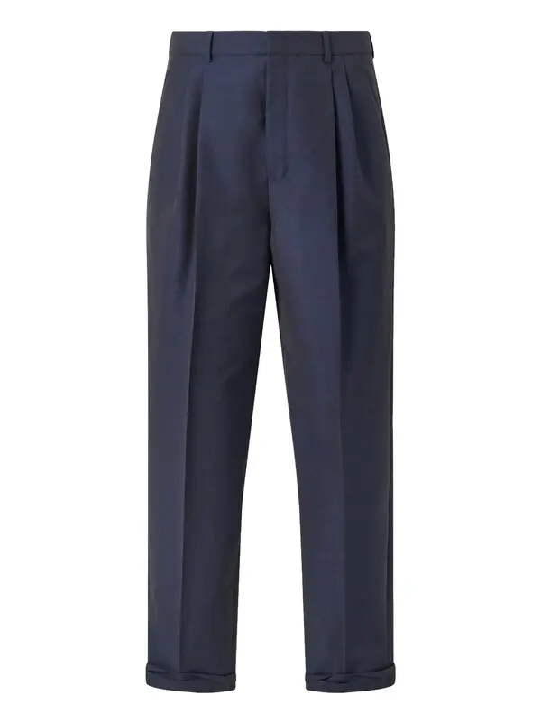 Saint Laurent Tapered Pleated Wool And Mohair-blend Trousers - Blue