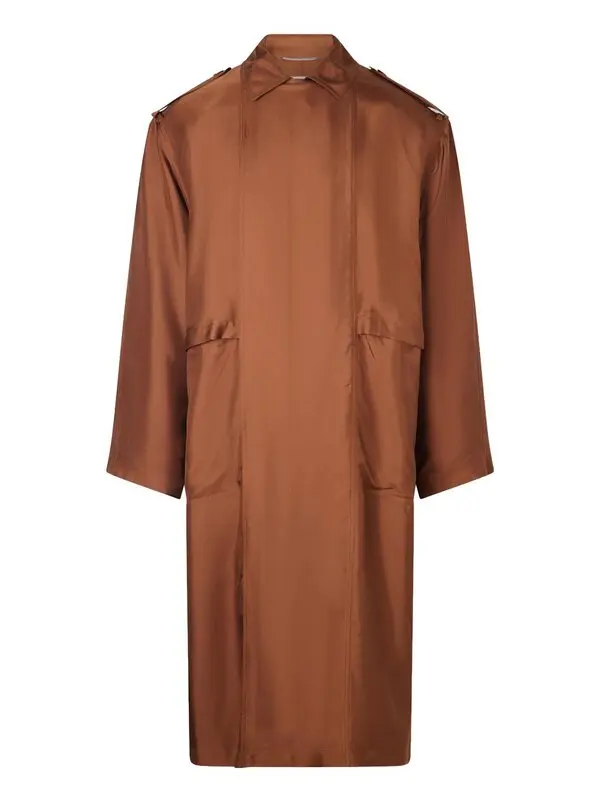Saint Laurent Double-breasted Silk Trench Coat - Brown