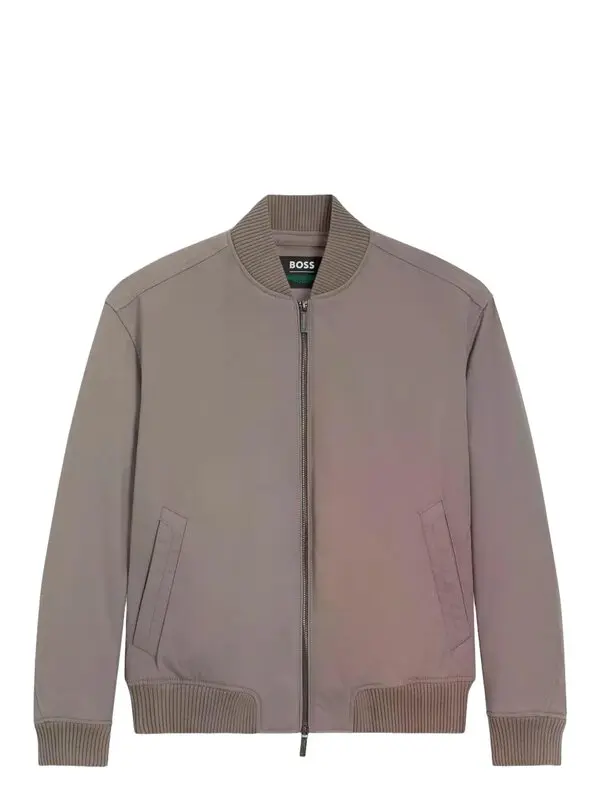 BOSS Ribbed Jacket With Zip Fastening - Grey