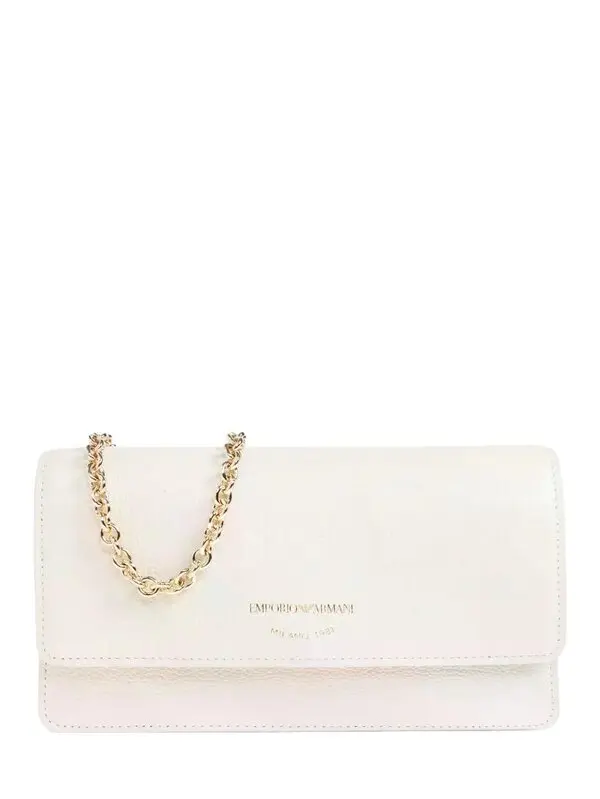 Emporio Armani Leather Clutch With Chain - Neutrals