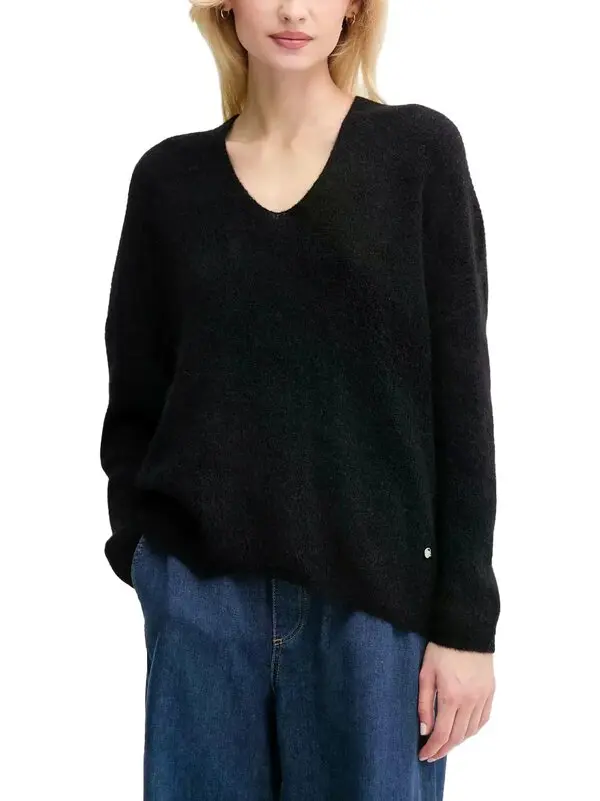 MOS MOSH V-neck Knit Top - Black