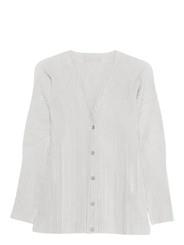 Issey Miyake Pleated Buttoned Knitwear - Grey